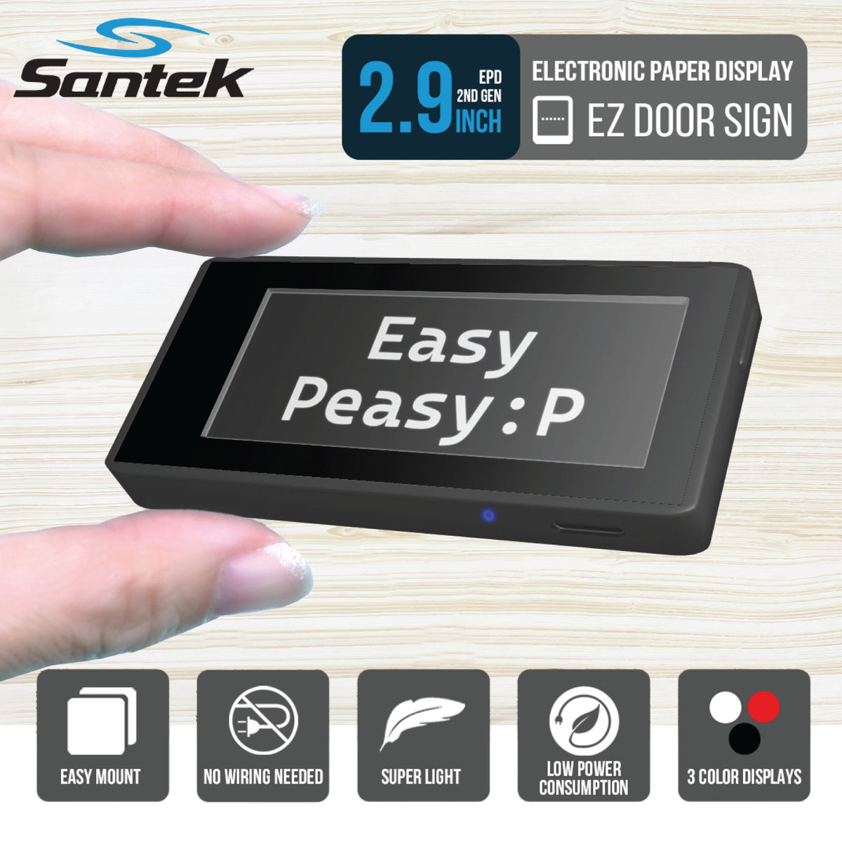 EZ Sign 2.9" E-Paper Digital Signage with CABLE (Black/White/Gray ...